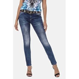 Cipo & Baxx Slim-fit-Jeans CIPO & BAXX "Jeans", Damen, Gr. 26, L&auml;nge 32, blau, 98% Baumwolle, 2% Elasthan, unifarben, slim fit lang, Jeans Slim-fit-Jeans, Mit cooler Used-Waschung, WD461