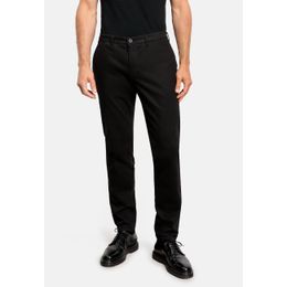 Stoffhose OLYMP "OLYMP Chino, slim fit", Herren, Gr. 32, L&auml;nge 30, schwarz, 67% Baumwolle, 24% Tencel, 7% Polyester, 2% Elasthan, Hosen Stoffhose