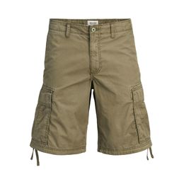 Jack & Jones PlusSize Cargoshorts "JPSTCOLE FRANK CARGO SHORT MID SN PLS", Herren, Gr. 44 (5XL), N-Gr, olive night, Web, Obermaterial: 100% Baumwolle, JACK & JONES PLUSSIZE, unifarben, kniefrei, Hosen, mit Taschenb&auml;ndern