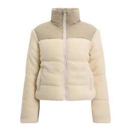 Winterjacke Urban Classics "Urban Classics Damen Ladies Short Sherpa Mix Puffer Jacket", Damen, Gr. L, wetsand, sand, 100% Polyester, unifarben, normal, ohne Ausschnitt, Jacken Winterjacke