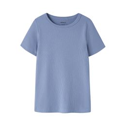 Kurzarmshirt name it "NKFNAKAL SS SLIM TOP NOOS", Jungen, Gr. 158/164, lila impression, Jersey, Obermaterial: 95% Baumwolle, 5% Elasthan, unifarben, normal, Rundhals, Shirts, Baumwollmischung, Jersey, Kurzarm