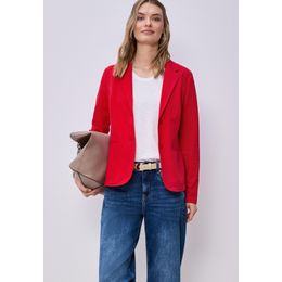 Sweatblazer Street One, Damen, Gr. 36, salsa rot, Jersey, 93% Baumwolle, 7% Elasthan, unifarben, normal normal, V-Ausschnitt, abgesteppt, Blazer, im soften Baumwoll-Mix