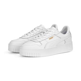 Sneaker Puma "Carina Street Sneakers Damen", Damen, Gr. 41, wei&szlig; (wei&szlig; gold), Obermaterial: Kuhleder, Synthetik, Leder. Futter: Synthetik, Textil. Innensohle: Textil. Laufsohle: Gummi, Schuhe Sneaker