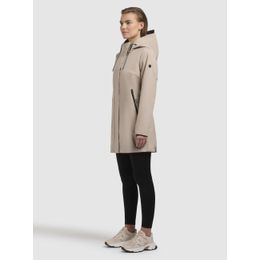 Anorak Khujo "IZAF3", Damen, Gr. S, beige, Canvas, 100% Polyester, unifarben, regular fit ca. Mitte Oberschenkel, eingesetzt elastischer Bund mit Daumenl&ouml;chern,mit Windstopper, Jacken