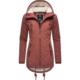 Winterjacke Ragwear "Zuzka Winter", Damen, Gr. L (40), orange (terra), Au&szlig;enmaterial: 100% Polyester. Innenfutter: 100% Polyester. Wattierung: 100% Polyester, tailliert Po-bedeckend, mit Knopf Rippstrickb&uuml;ndchen mit Druckknopf, Jacken Winterjacke, Wasserdichter Winterparka mit Teddyfleece Innenfutter