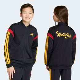 Trainingsjacke adidas Sportswear "J HOT TTOP", M&auml;dchen, Gr. 128, schwarz, collegiate gold, team power rot 2, Obermaterial: 100% Polyester, Jacken Trainingsjacke
