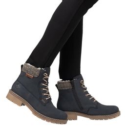 Rieker Damen Winterstiefelette Schn&uuml;rboots, Stiefelette mit wasserabweisender RiekerTEX-Membran blau 36
