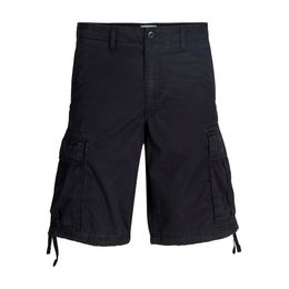 Jack & Jones PlusSize Cargoshorts "JPSTCOLE FRANK CARGO SHORT MID SN PLS", Herren, Gr. 44 (5XL), N-Gr, schwarz, Web, Obermaterial: 100% Baumwolle, JACK & JONES PLUSSIZE, unifarben, kniefrei, Hosen, mit Taschenb&auml;ndern