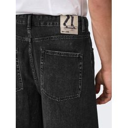 Only & Sons Shorts ONLY & SONS "ONSCARL BALL WB 2957 TAI", Herren, Gr. L, N-Gr, washed schwarz, Denim/Jeans, Obermaterial: 100% Baumwolle, Abriebeffekte, relaxed fit kniebedeckend, Hosen Shorts
