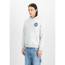 Hoodie Alpha Industries "Logo Hoodie Backprint", Herren, Gr. 3XL, grau (pastel grau melange), Obermaterial: 80% Baumwolle, 20% Polyester, regular fit, Sweatshirts Hoodie