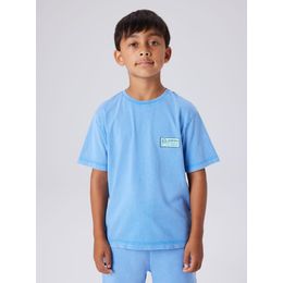 Kurzarmshirt name it "NKMFANDEL SS NREG TOP NOOS", Jungen, Gr. 110, palace blau, Jersey, Obermaterial: 100% Baumwolle, unifarben, normal, Rundhals, Shirts, Baumwolle, mit Druck