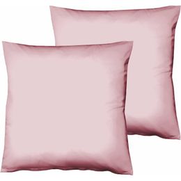 Fleuresse Kissenbez&uuml;ge &raquo;Colours&laquo; edler, b&uuml;gelfreier Interlock-Jersey aus 100% Baumwolle rosa Interlock-Jersey, Obermaterial: 100% Baumwolle