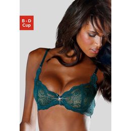 B&uuml;gel-BH Lascana, Damen, Gr. 75, Cup D, gr&uuml;n (smaragd), Spitze, Obermaterial: 88% Polyamid, 12% Elasthan, BHs BH Spitzenw&auml;sche Spitzen-BH B&uuml;gel-BH Hochzeitsw&auml;sche Hochzeitsdessous, aus Spitze, Dessous