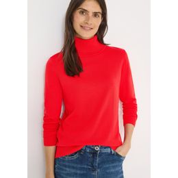 Rollkragenpullover Cecil, Damen, Gr. XL (44), pumkin orange, Strick, Obermaterial: 60% Baumwolle, 40% Viskose, unifarben, tailliert h&uuml;ftbedeckend, Rundhals, Pullover Rollkragenpullover, mit Viskose