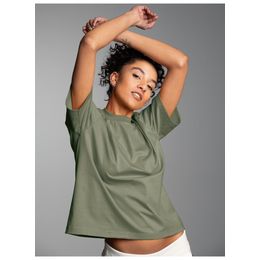 T-Shirt TRIGEMA "TRIGEMA Relaxed Fit T-Shirt", Damen, Gr. L, salbei, Single Jersey, 100% Baumwolle, Basic, Rundhals, Shirts T-Shirt