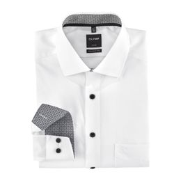 Businesshemd OLYMP "Luxor modern fit", Herren, Gr. 41, Verl&auml;ngerter Arm, grau (wei&szlig;, anthrazit, kontrastfarbene details), Web, Obermaterial: 100% Baumwolle, tailliert, 1-Knopf-Manschette verstellbar, Hemden, mit extra langen &Auml;rmeln