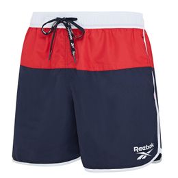 Badeshorts Reebok "Troy", Herren, Gr. S, N-Gr, blau (navy, rot, whi), Microfaser, Polyester, unifarben, Badehosen Badeshorts, mit Kordelzug und elastischem Bund, mit Logo, schnell trocknend
