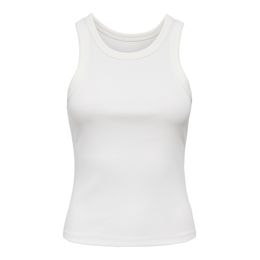 Tanktop Only "ONLVAL 2-WAY TANK TOP JRS NOOS", Damen, Gr. L, cloud dancer, Jersey, Obermaterial: 95% Baumwolle, 5% Elasthan, unifarben, normal, Rundhals, Tops Tanktop, Baumwollmischung, Rundhals