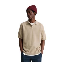 Marc O'Polo Poloshirt MARC O'POLO DENIM "mit feiner Rippstruktur", Herren, Gr. S, pure cashmere, Obermaterial: 100% Baumwolle, unifarben, regular fit, Rippb&uuml;ndchen, Shirts