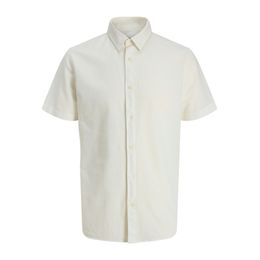 Jack & Jones PlusSize Kurzarmhemd "JJEBREEZE LINEN BLEND SHIRT S/S SN PLS", Herren, Gr. 5XL, N-Gr, wei&szlig;, Web, Obermaterial: 70% Baumwolle, 30% Leinen, JACK & JONES PLUSSIZE, unifarben, normal, Hemden, mit Leinen, regular fit