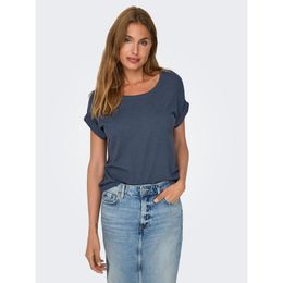Only Damen Only T-Shirt &raquo;ONLMOSTER &ndash; Kurzarmshirt mit Aufschlag und klassischem Look&laquo; unifarben, casual, regular fit, Viskosemischung, Rundhals blau 