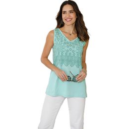 Damen Shirttop im farbharmonischen Druckmuster mint-salbei, Gr&ouml;&szlig;e 56