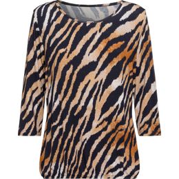 CR&Eacute;ATION L Damen Print-Shirt im Tierfell-Dessin marine-cognac-bedruckt Gr&ouml;&szlig;e 36
