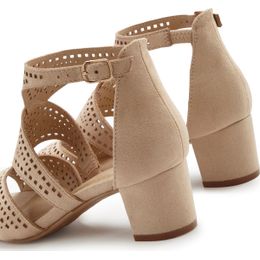 Lascana Damen Riemchensandalette beige Gr&ouml;&szlig;e 36