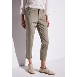 7/8-Hose Street One, Damen, Gr. 38, L&auml;nge 26, grau (buff grau), Web, 97% Baumwolle, 3% Elasthan, unifarben mit Farbeinsatz, comfort fit 7/8-L&auml;nge, Hosen 7/8-Hose, 4-Pocket Style