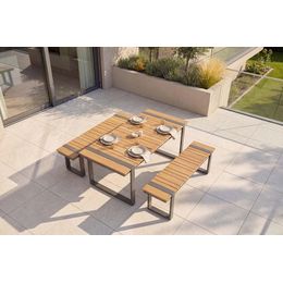 Riess Ambiente Wetterfester Gartentisch TAMPA LOUNGE 125cm grau natur Aluminium Metall Holz-Design Outdoor Riess-Ambiente 6 Personen