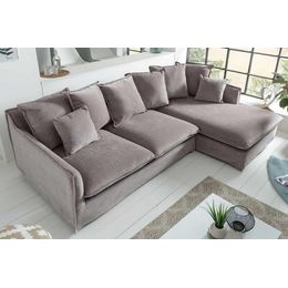 Riess Ambiente Gro&szlig;es Ecksofa HEAVEN 255cm taupe Samt Federkern inkl. Kissen Riess-Ambiente L-Form Wohnzimmer Glamour Orientalisch