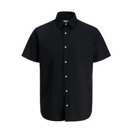 Jack & Jones PlusSize Kurzarmhemd "JJEBREEZE LINEN BLEND SHIRT S/S SN PLS", Herren, Gr. 3XL, N-Gr, schwarz, Web, Obermaterial: 70% Baumwolle, 30% Leinen, JACK & JONES PLUSSIZE, unifarben, normal, Hemden, mit Leinen, regular fit