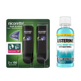 Nicorette Fruit & Mint Spray & Listerine Cool Mint Mild 80 ml 1 St