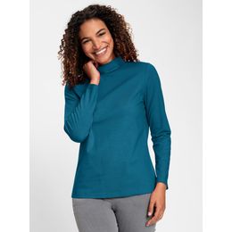 Rollkragenshirt Casual Looks "Rollkragen-Shirt", Damen, Gr. 54, blau (topas), 95% Baumwolle, 5% Elasthan, unifarben, Shirts