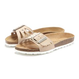 Pantolette ELBSAND "Sandale, Mule, offener Schuh, Sommerschuh, Lederpantolette", Damen, Gr. 36, beige, Obermaterial: 100% Rindsleder. Decksohle: 100% Rindsleder. Laufsohle: 100% Synthetik, unifarben, Schuhe Pantolette, aus Leder mit weichem Korkfu&szlig;bett