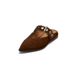 Marc O'Polo Sabot MARC O'POLO "mit verstellbarem Riemen", Damen, Gr. 36, schwarz cognac, Obermaterial: 100% Leder (Rind), unifarben, Schuhe Sabot