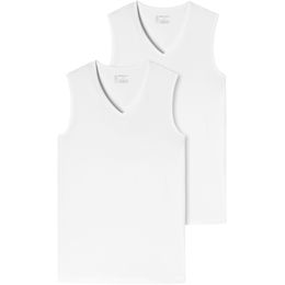 Achselhemd Schiesser "95/5", Herren, Gr. 7, N-Gr, wei&szlig; (100, wei&szlig;), Jersey, Obermaterial: 95% Baumwolle, 5% Elasthan, unifarben, normal, V-Ausschnitt, Unterhemden, mit V-Ausschnitt