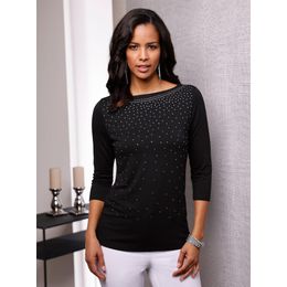 3/4-Arm-Shirt Lady "3/4-Arm-Shirt", Damen, Gr. 54, schwarz, 95% Viskose, 5% Elasthan, unifarben, U-Boot-Ausschnitt, Shirts 3/4-Arm-Shirt