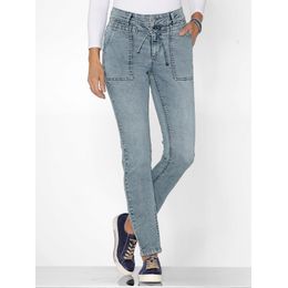 Bequeme Jeans Classic Basics, Damen, Gr. 25, Kurzgr&ouml;&szlig;en, blau (blau, bleached), 81% Baumwolle, 17% Polyester, 2% Elasthan, unifarben, lang, Jeans