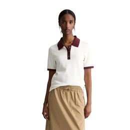 Marc O'Polo Poloshirt MARC O'POLO DENIM "aus reiner Bio-Baumwolle", Damen, Gr. S, sanftes wei&szlig;, Obermaterial: 100% Baumwolle, unifarben, slim fit, normaler Saum, Shirts