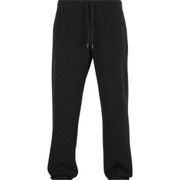 Jogginghose Urban Classics "Urban Classics Jacquard Velvet Wide Sweatpants", Herren, Gr. 3XL, US-Gr&ouml;&szlig;en, schwarz, 100% Polyester, unifarben, normal, Hosen Jogginghose
