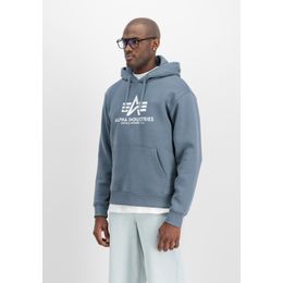 Kapuzensweatshirt Alpha Industries "Basic Hoody", Herren, Gr. M, blau (denim blau), angeraute Sweatware, Obermaterial: 80% Baumwolle, 20% Polyester, bedruckt, normal normal, Rundhals, Rippb&uuml;ndchen, Sweatshirts, Baumwollmischung, regular fit