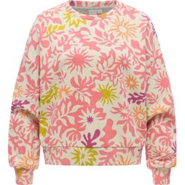 Sweater Ragwear "Wuss Print", Damen, Gr. M (38), hellpink, Material: 70% Baumwolle, 30% Polyester, oversize h&uuml;ftlang, Rundhals, &Auml;rmel ohne &Auml;rmelschlitz Rippb&uuml;ndchen, Sweatshirts Sweater, l&auml;ssiges oversized Damen Sweatshirt mit Allover-Print