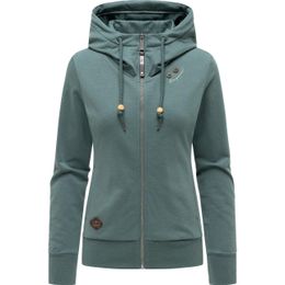 Kapuzensweatjacke Ragwear "Paya Intl.", Damen, Gr. 5XL (50), pine gr&uuml;n26, Material: 50% Baumwolle, 50% Polyester, tailliert h&uuml;ftbedeckend, hoch geschlossener Ausschnitt, eng Rippb&uuml;ndchen, Sweatjacken, sportlicher Damen Kapuzensweater mit Kordeln
