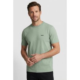 Rundhalsshirt BOSS Green "Tee", Damen, Gr. XXL, open gr&uuml;n359, Single Jersey, Obermaterial: 95% Baumwolle, 5% Elasthan, regular fit h&uuml;ftlang, Rundhals, eng eingefasste Kante, Shirts Rundhalsshirt, mit gummiertem Kontrast-Logo