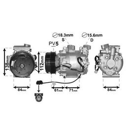 Van Wezel Kompressor, Klimaanlage 2500K275 12V f&uuml;r IVECO HONDA 38810-RB0-006 38810-RB0-E02 38800RB7Z510M2