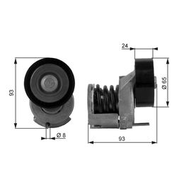 GATES Spannrolle, Keilrippenriemen DriveAlign&reg; T38439 Riemenspanner, 65mm f&uuml;r SKODA VW SEAT AUDI 03C145299Q 6RF145299C