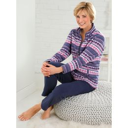 Hausanzug feel good, Damen, Gr. 40/42, blau (marine, gemustert), 100% Polyester, Homewear-Sets Hausanzug