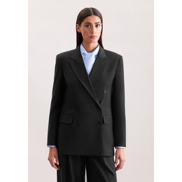Jackenblazer Seidensticker, Damen, Gr. 40, schwarz, 52% Wolle, 44% Polyester, 4% Elastan, unifarben, Blazer
