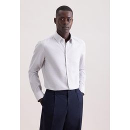 Businesshemd Seidensticker "Schwarze Rose", Herren, Gr. L (42), normale &Auml;rmell&auml;ngen, beige, 100% Baumwolle, kariert, tailored fit, 2-Knopf-Manschette, Hemden, Shaped 1/1 Covered-Button-Down-Kragen Karo
